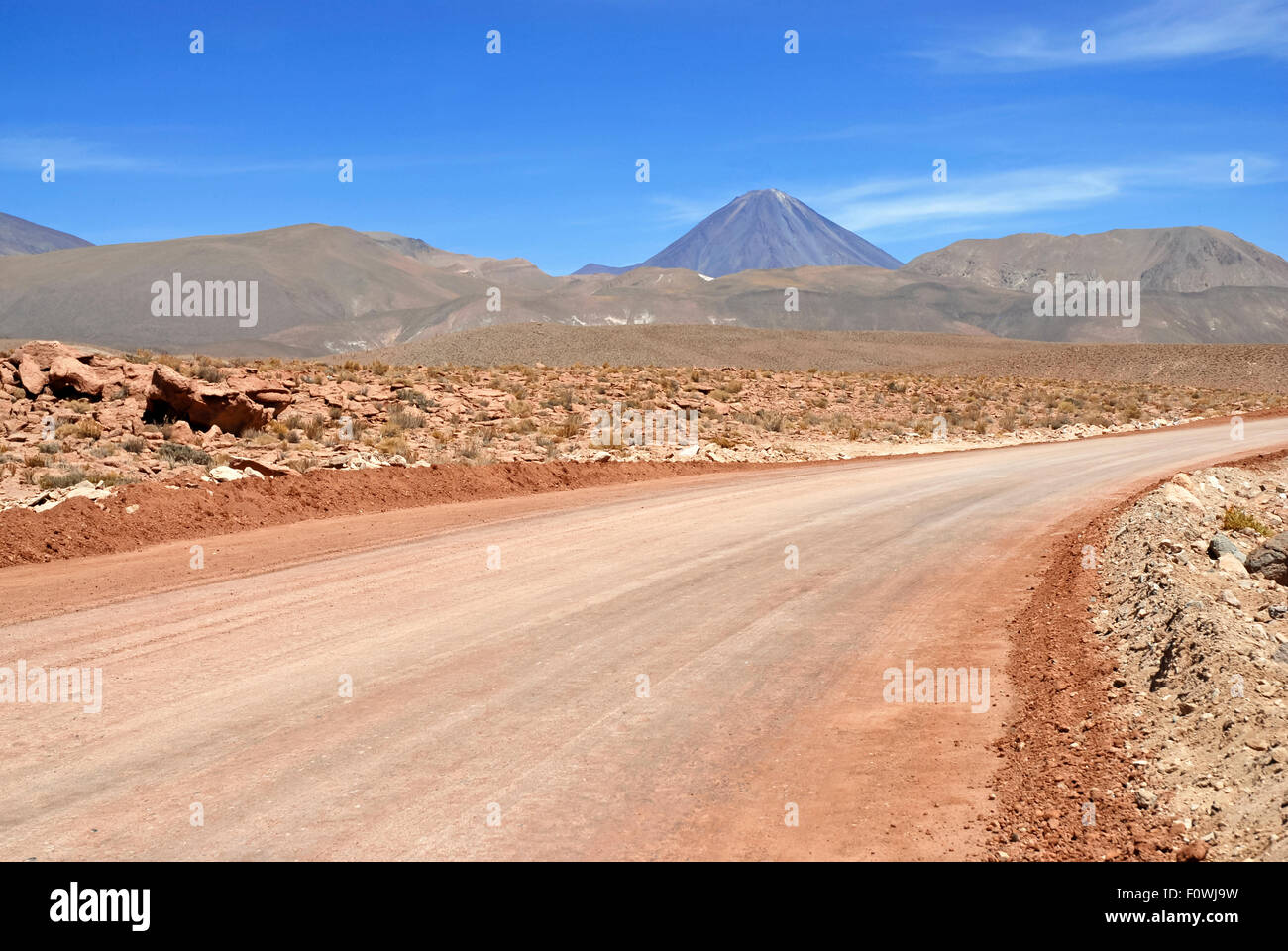 Volcanic landscape and high altitude desert in the Bolivian Altiplano ...