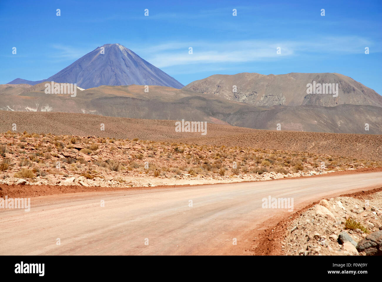 Volcanic landscape and high altitude desert in the Bolivian Altiplano ...