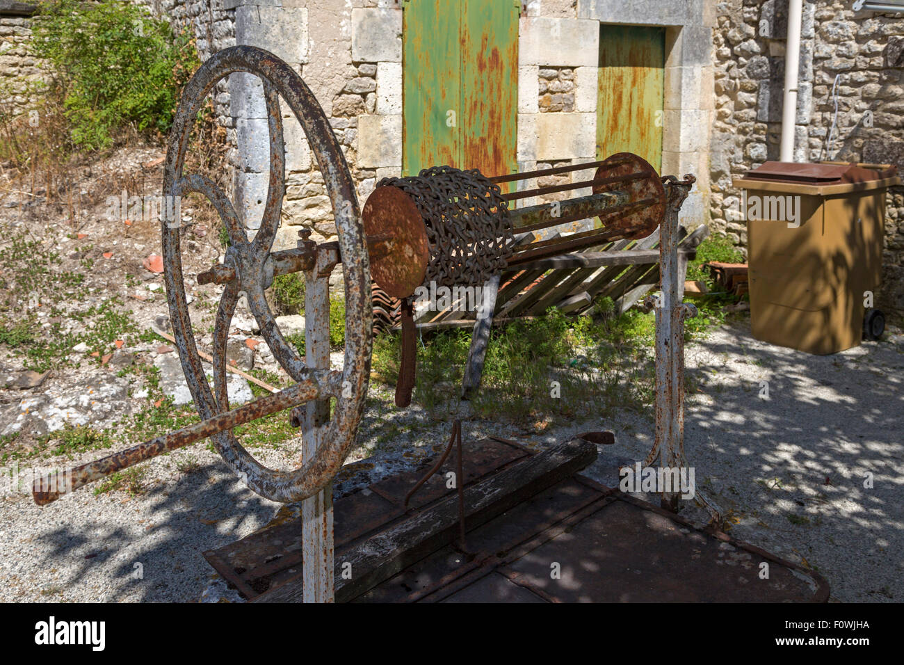 Old French village buildings and water well, Genac, Poitiers Charente ...