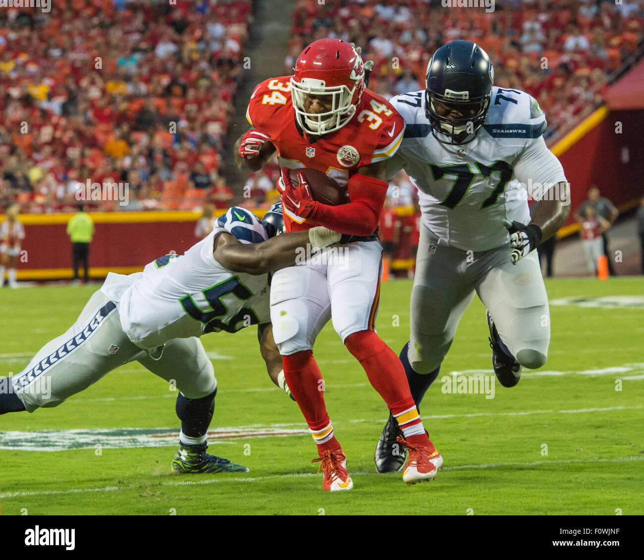 Kansas City, Missouri, USA. 21st Aug, 2015. Kansas City Chiefs RB #34 ...