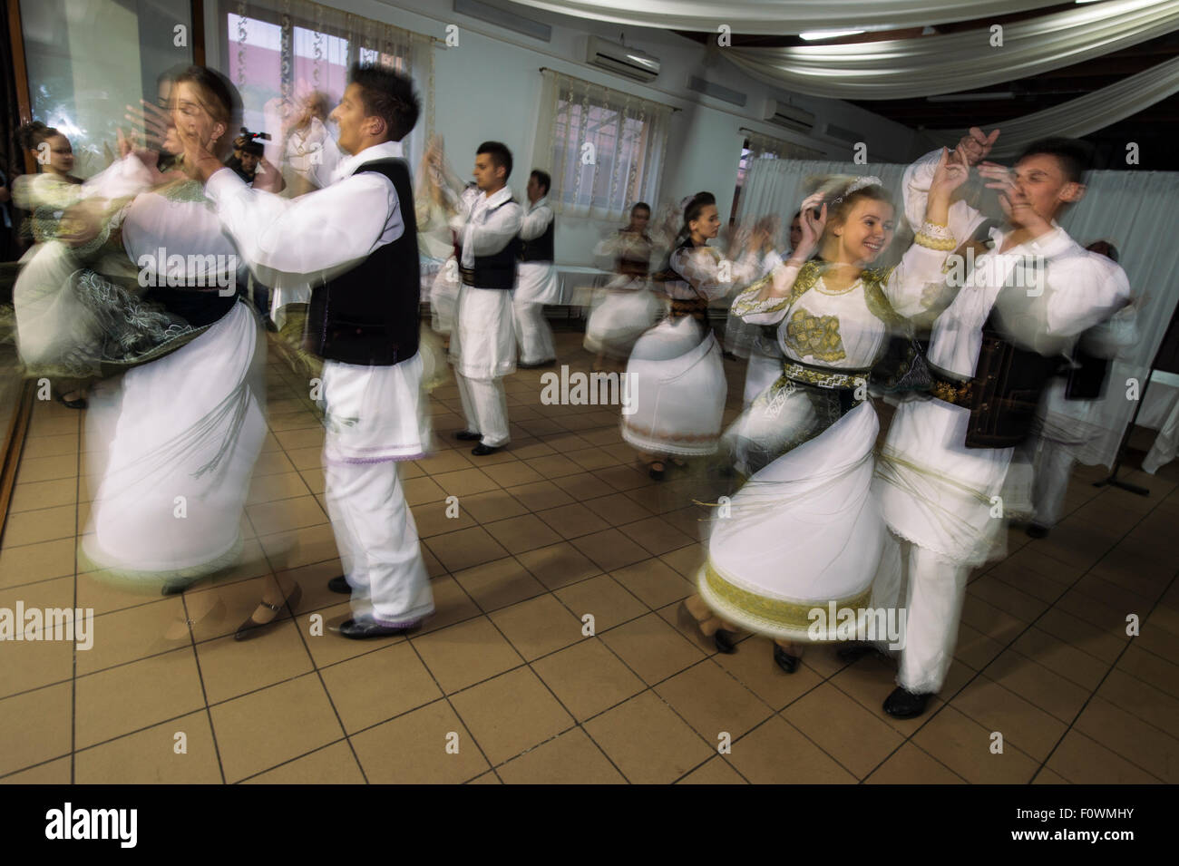 Local folk dancers celebrating the release of European bison / Wisent ...