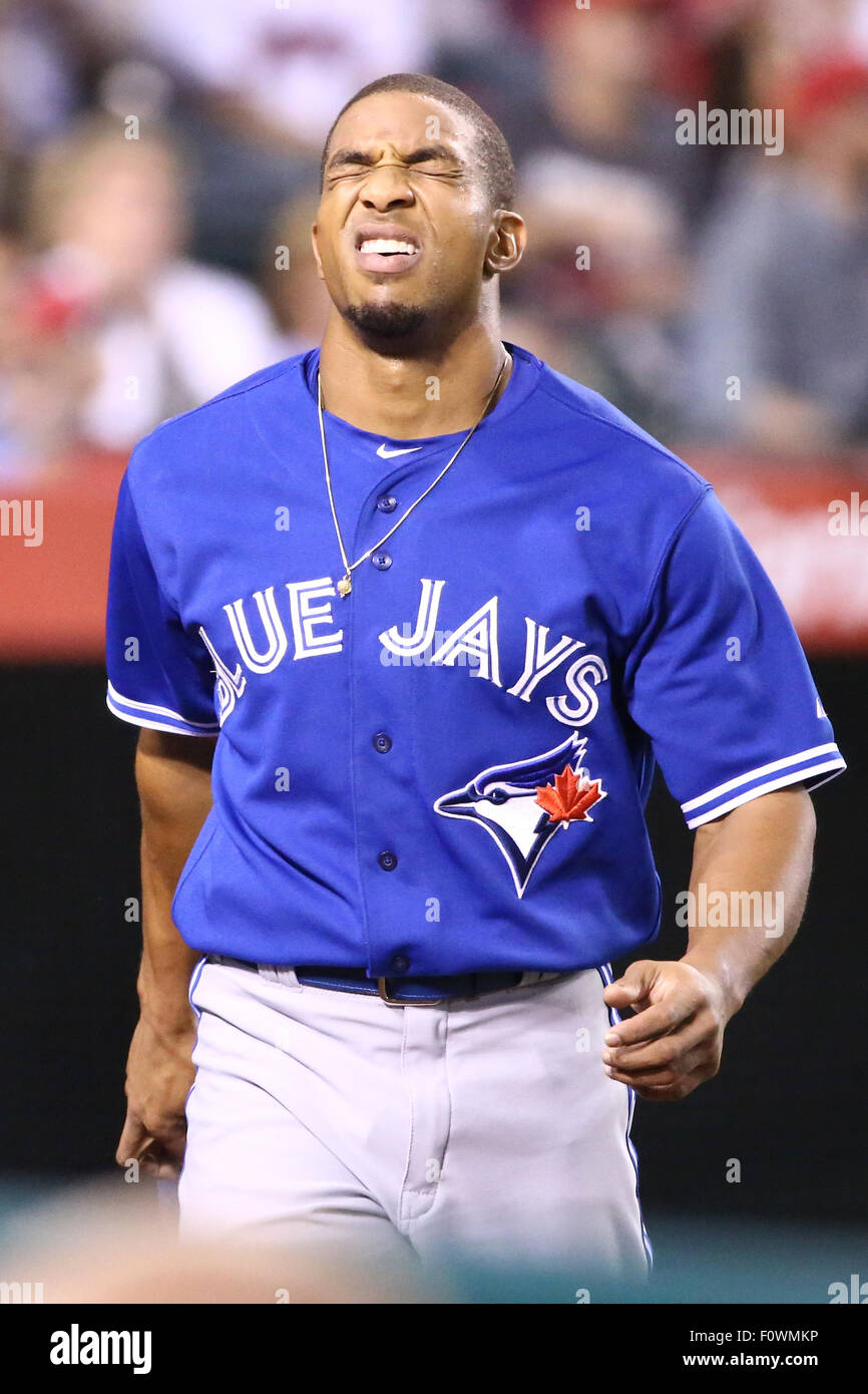 Anaheim, California, USA. 21st August, 2015. Toronto Blue Jays left ...