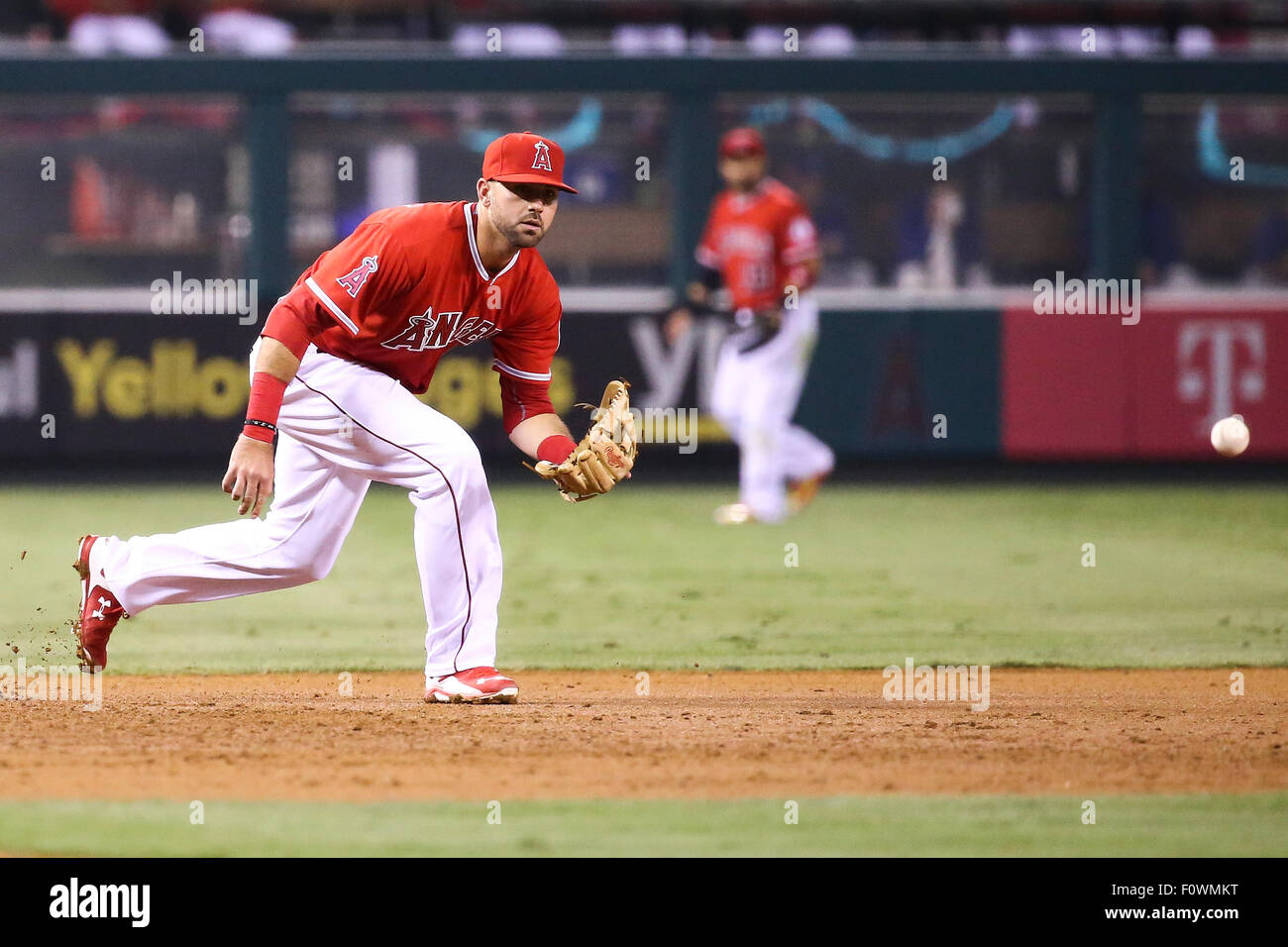 Anaheim, California, USA. 21st August, 2015. Los Angeles Angels third ...