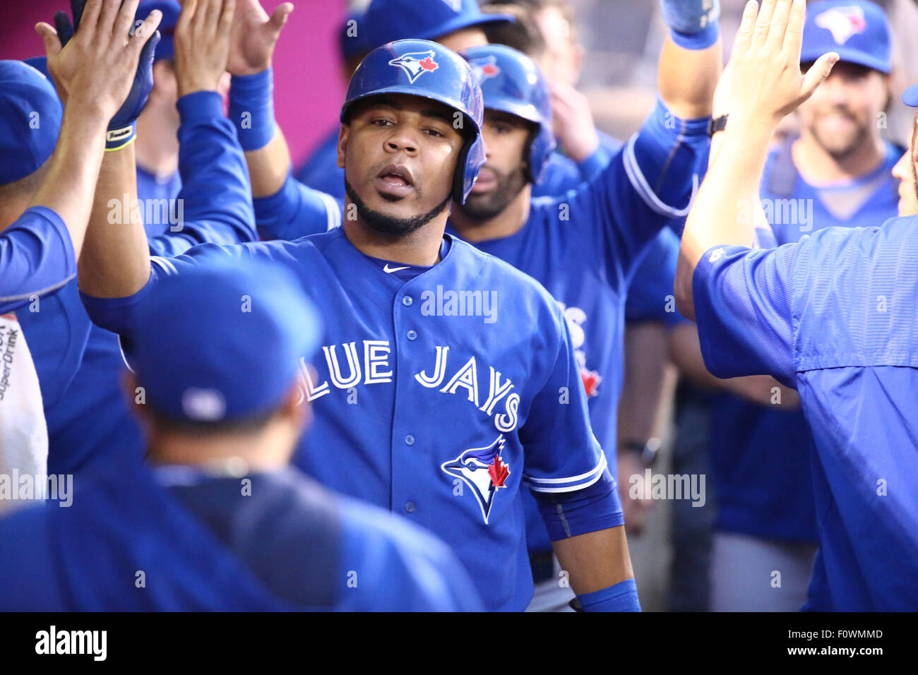 Anaheim, California, USA. 21st August, 2015. Toronto Blue Jays right ...