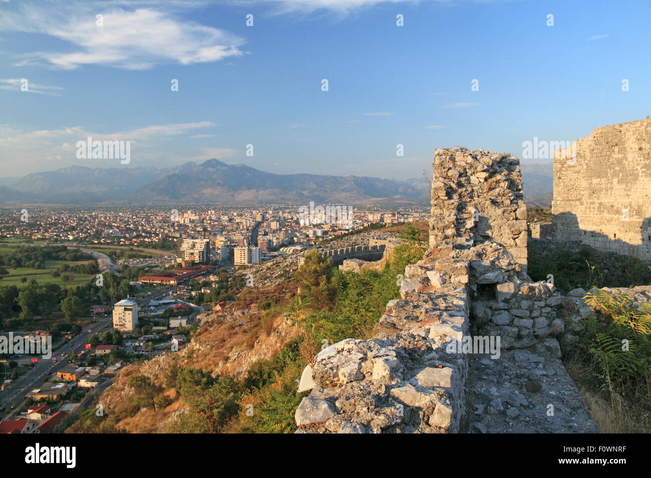 Shkodra town centre from the battlements of Rozafa Castle, Shkodra ...