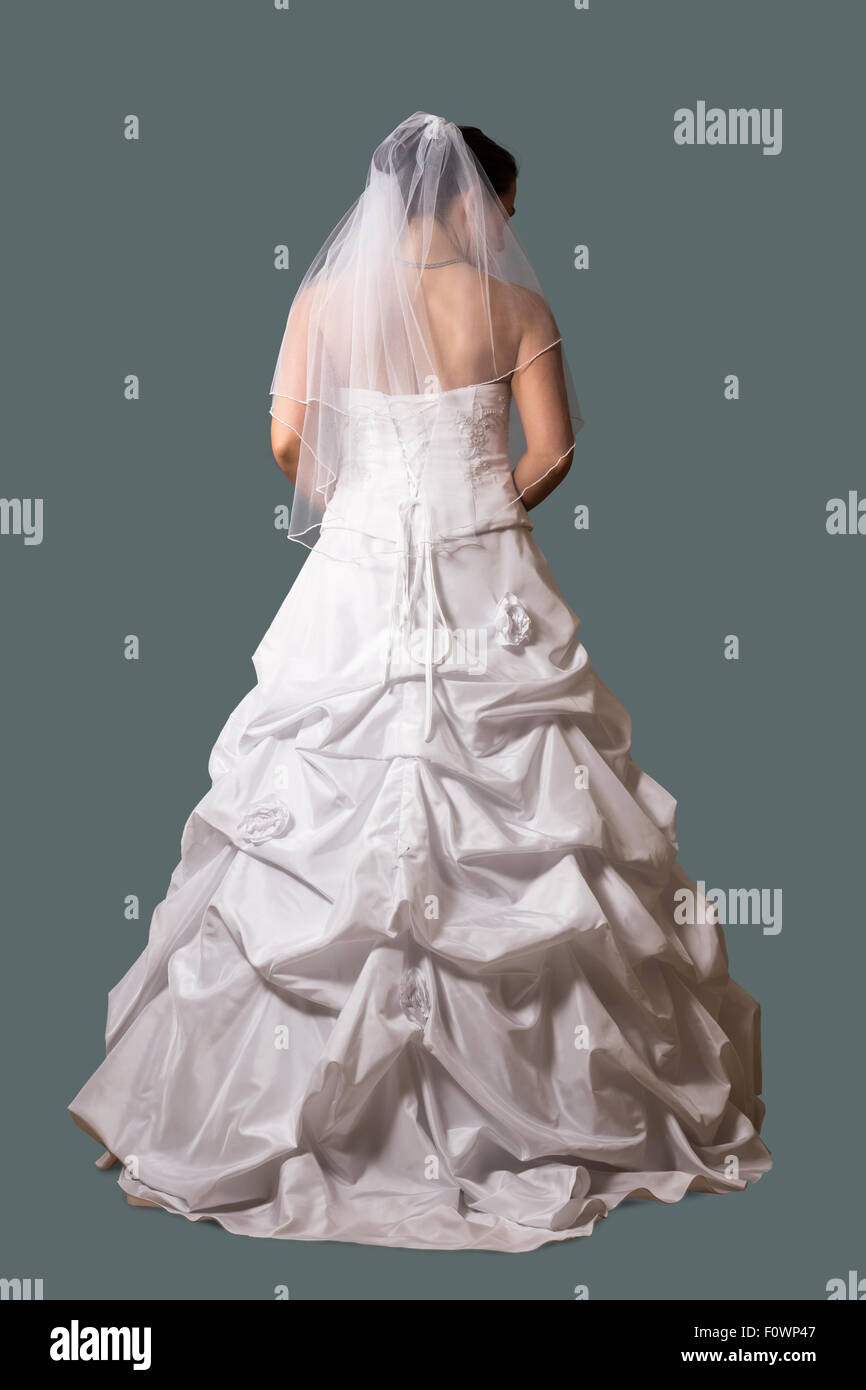 Young bride in wedding dress with her back to camera Stock Photo - Alamy