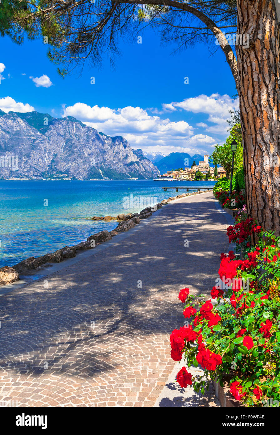 Beautiful Lago di Garda , Malcesine town, Italy Stock Photo - Alamy