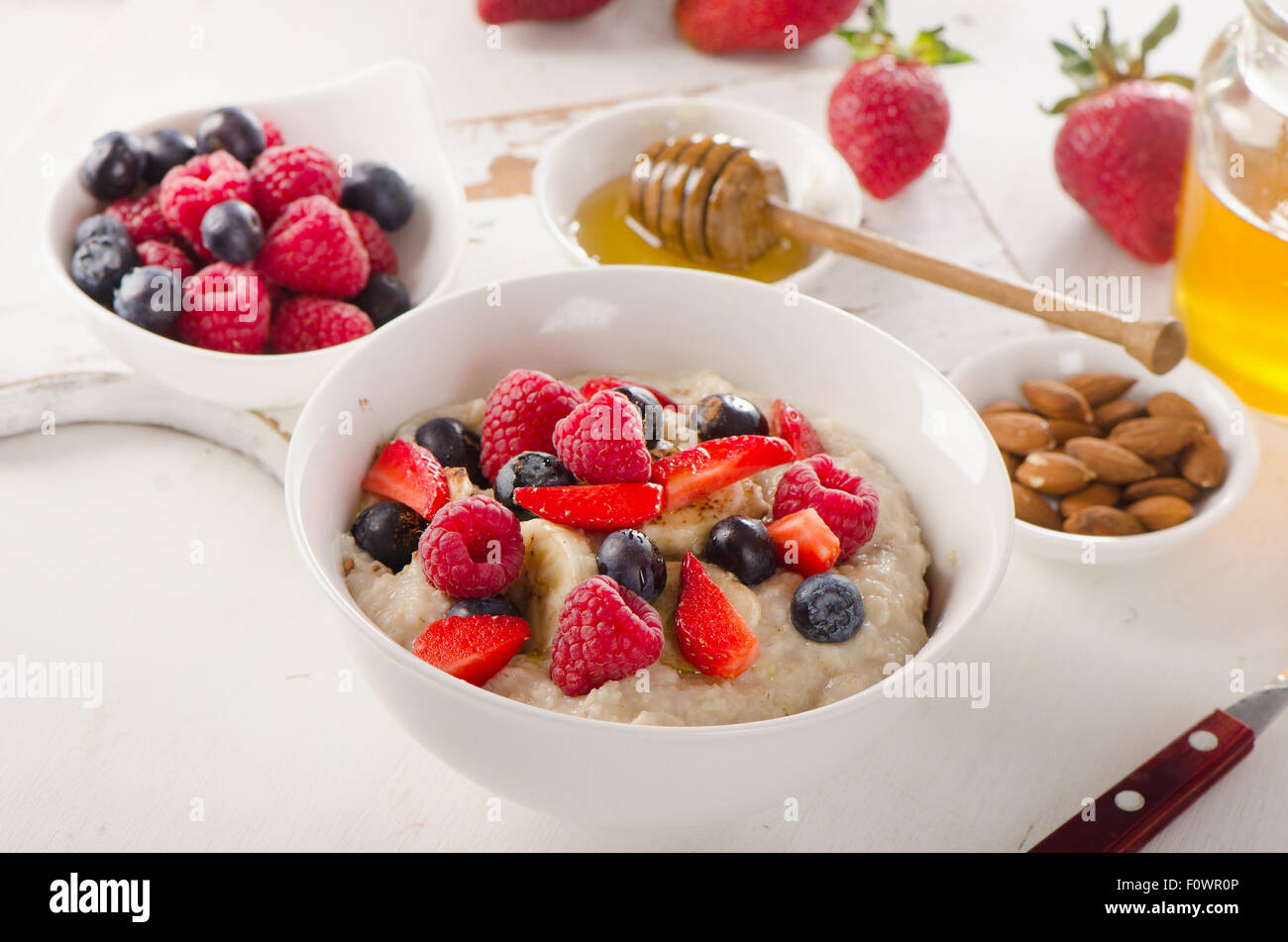 Homemade Oatmeal porridge with fresh Berries for Healthy Breakfast ...