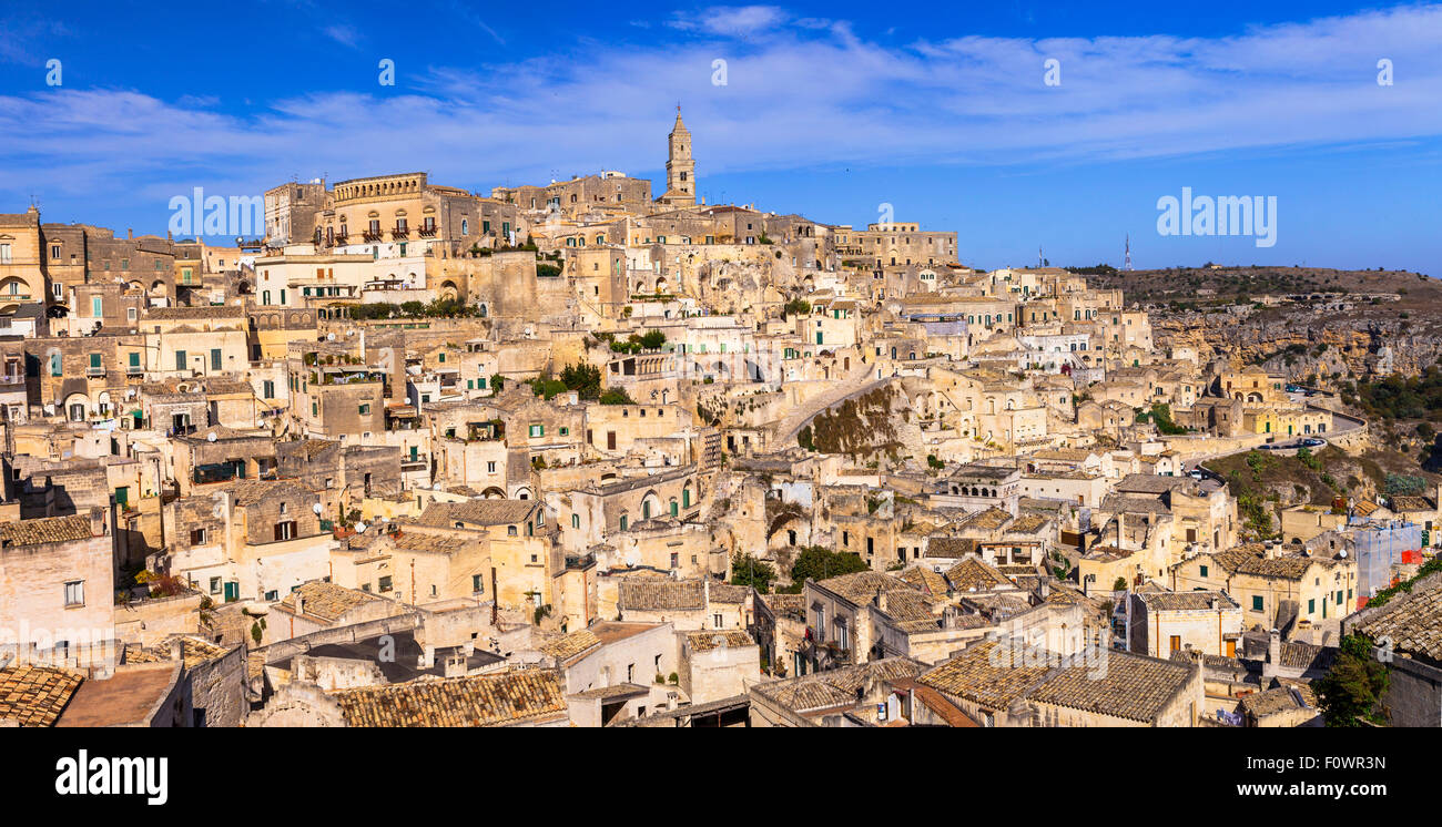 panorama of ancient cave city matera, UNESCO heritage site, Italy Stock ...