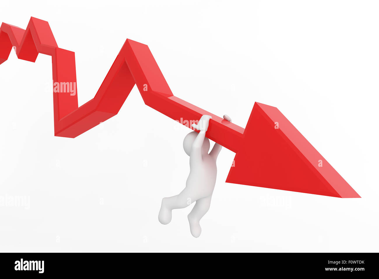 3d white man character and business graph isolated on white with ...