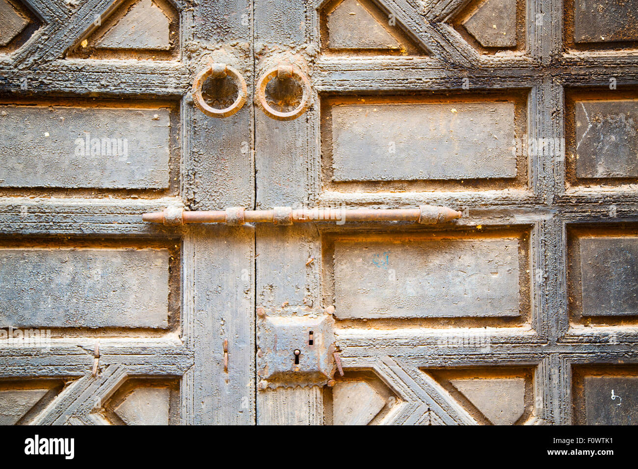 morocco knocker in africa the old wood facade home and rusty safe ...