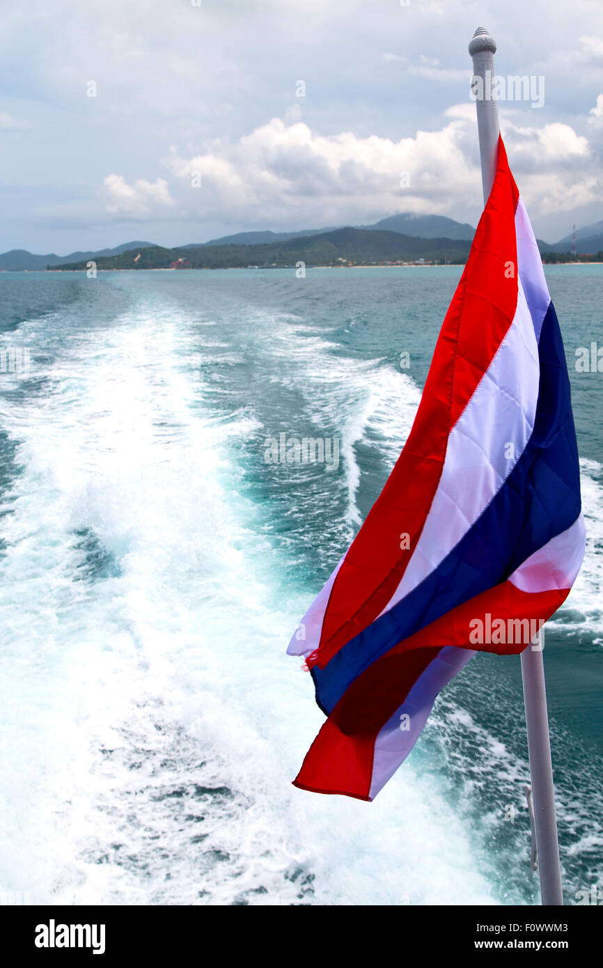 asia myanmar kho samui bay isle waving flag in thailand and south china ...