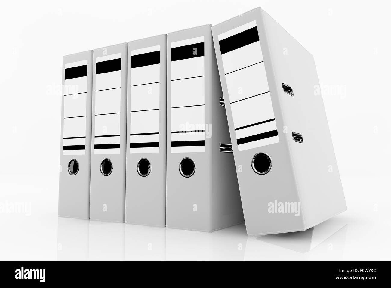 White folders arrange on white background - database storage concept ...