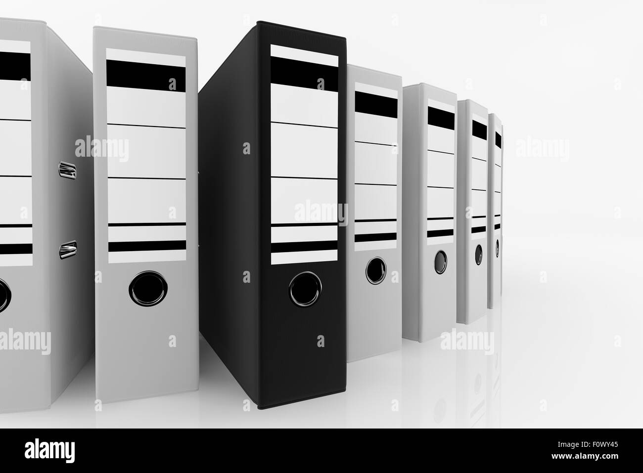 Black folder standing out from a lot of white folders - database ...