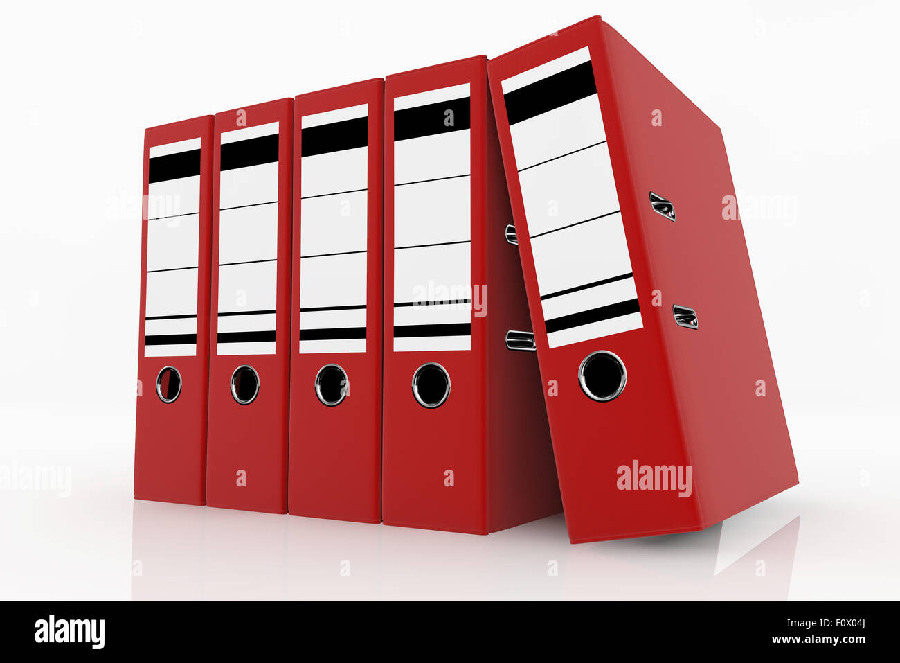 Red folders arrange on white background - database storage concept ...