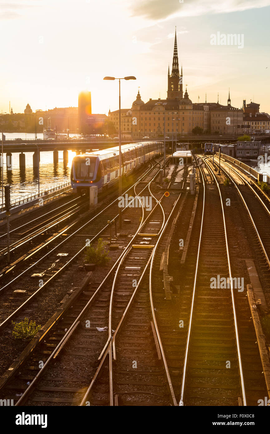 Railway tracks and trains in Stockholm, Sweden Stock Photo - Alamy