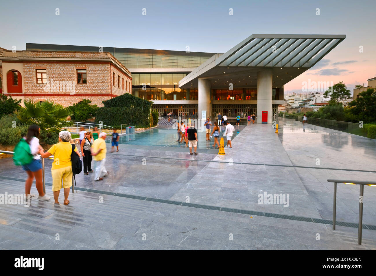 Tourists in front of the main entrance of the Acropolis museum in ...