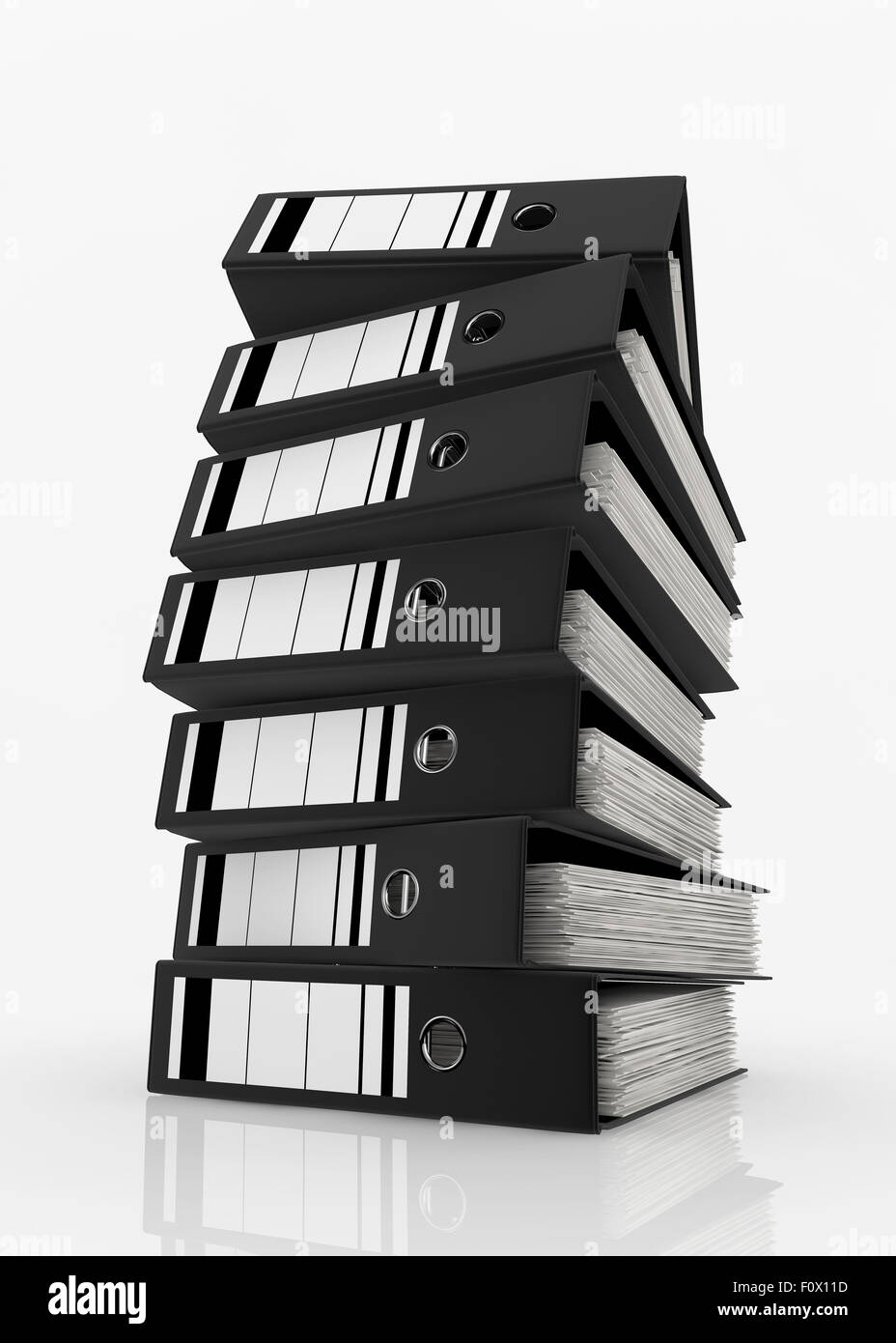 Black folders stack on white background - database storage concept ...