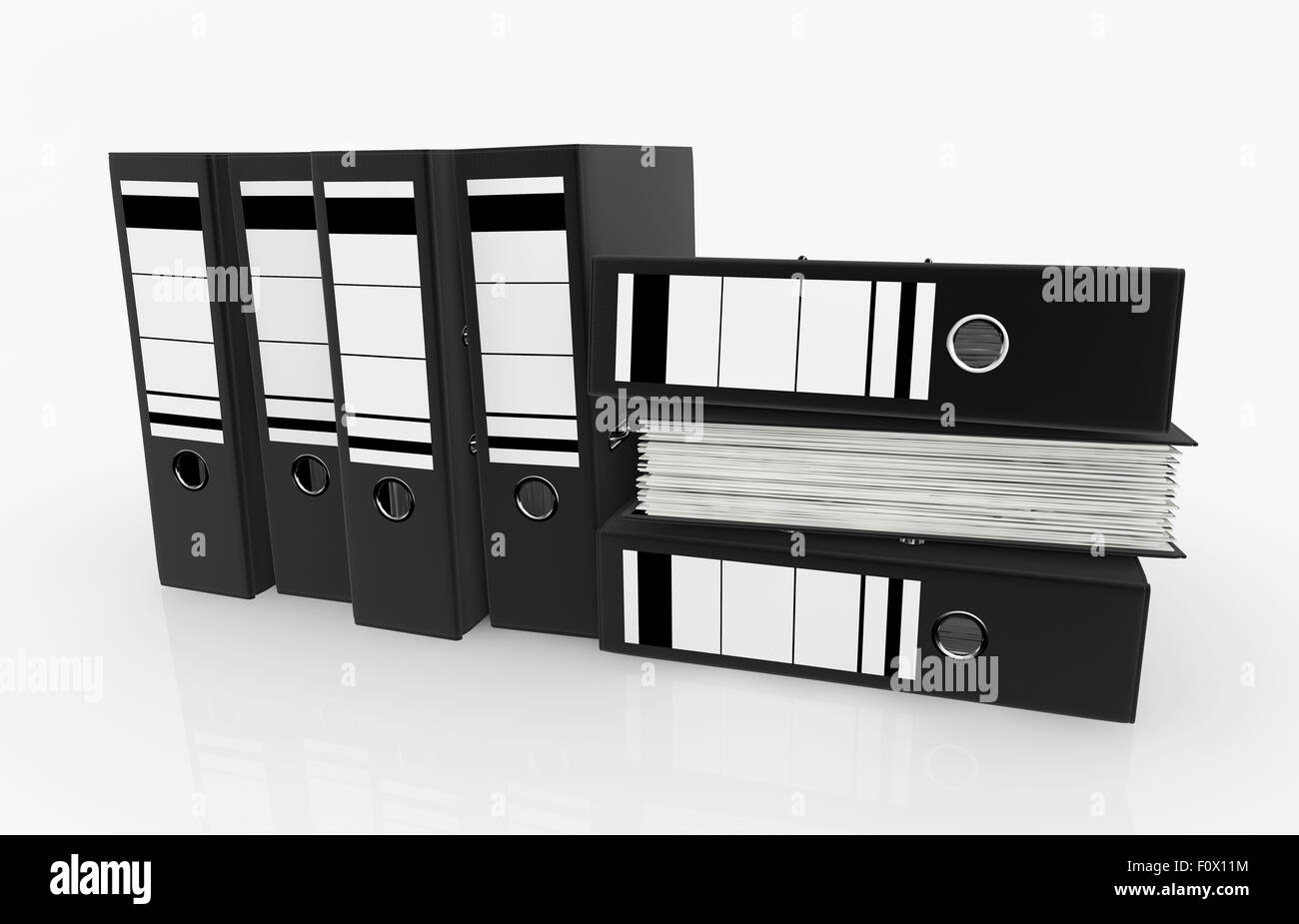 Black folders arrange on white background - database storage concept ...