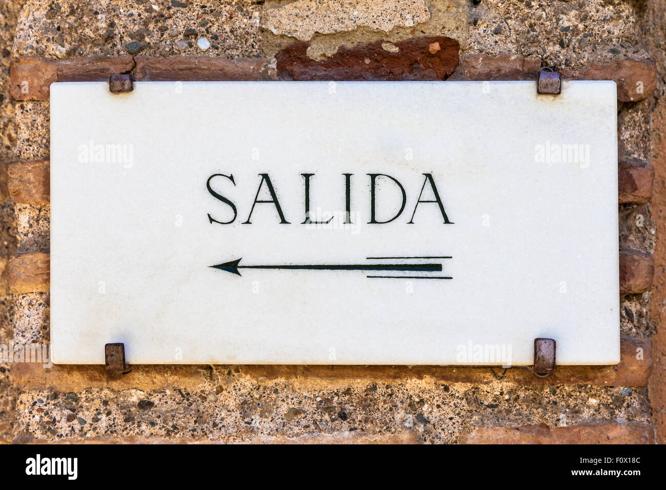 Simple marble cartel with the word Salida (Exit in Spanish Stock Photo ...