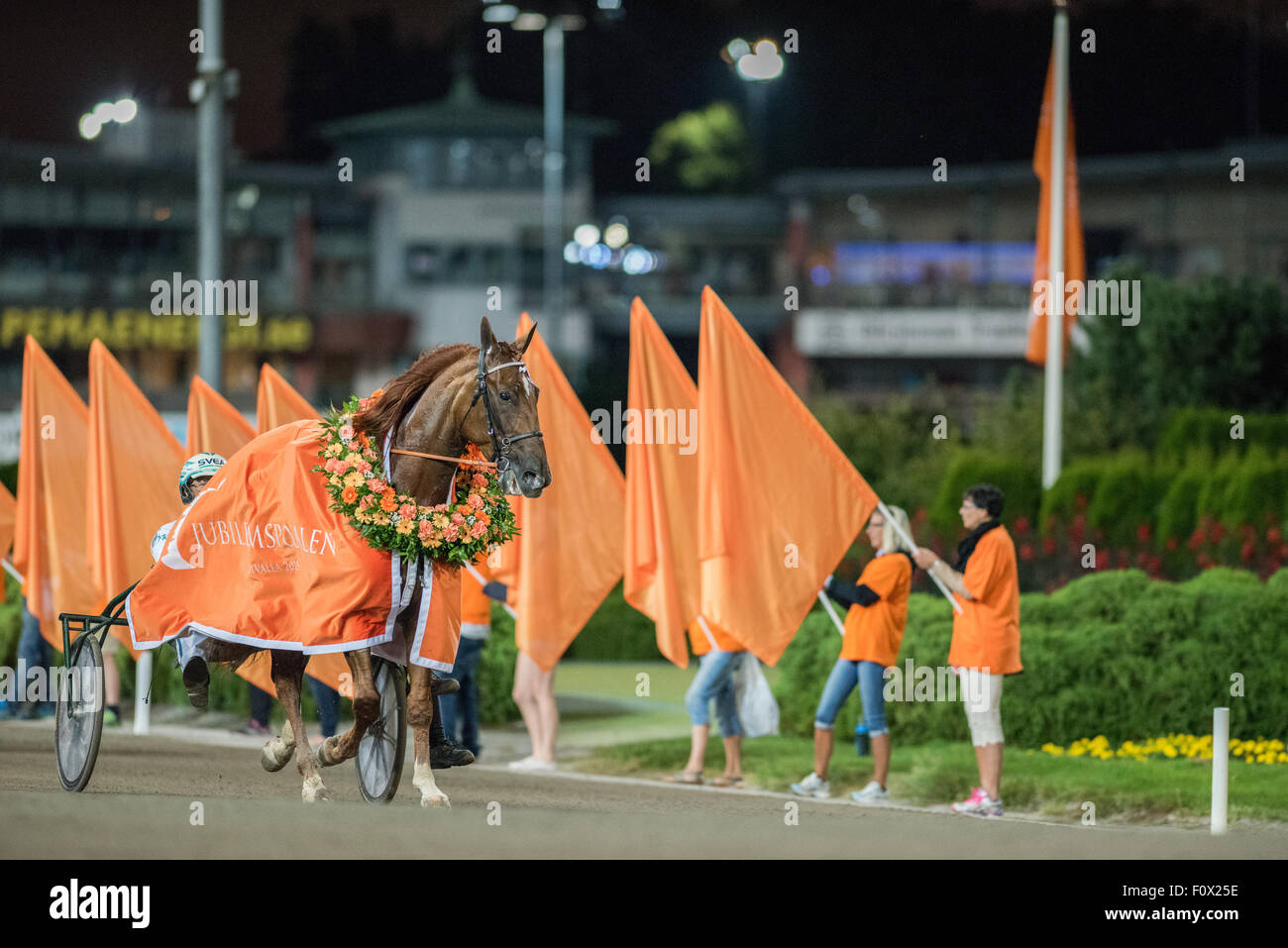 Nimbus C.D. is celebrated after winning Jubileumspokalen at Solvalla ...