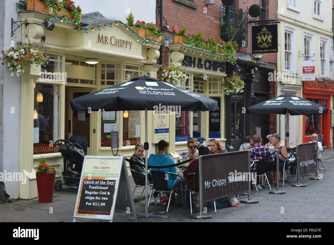Mr Chippy, Fish & Chips restaurant, with outdoor seating, York, North ...