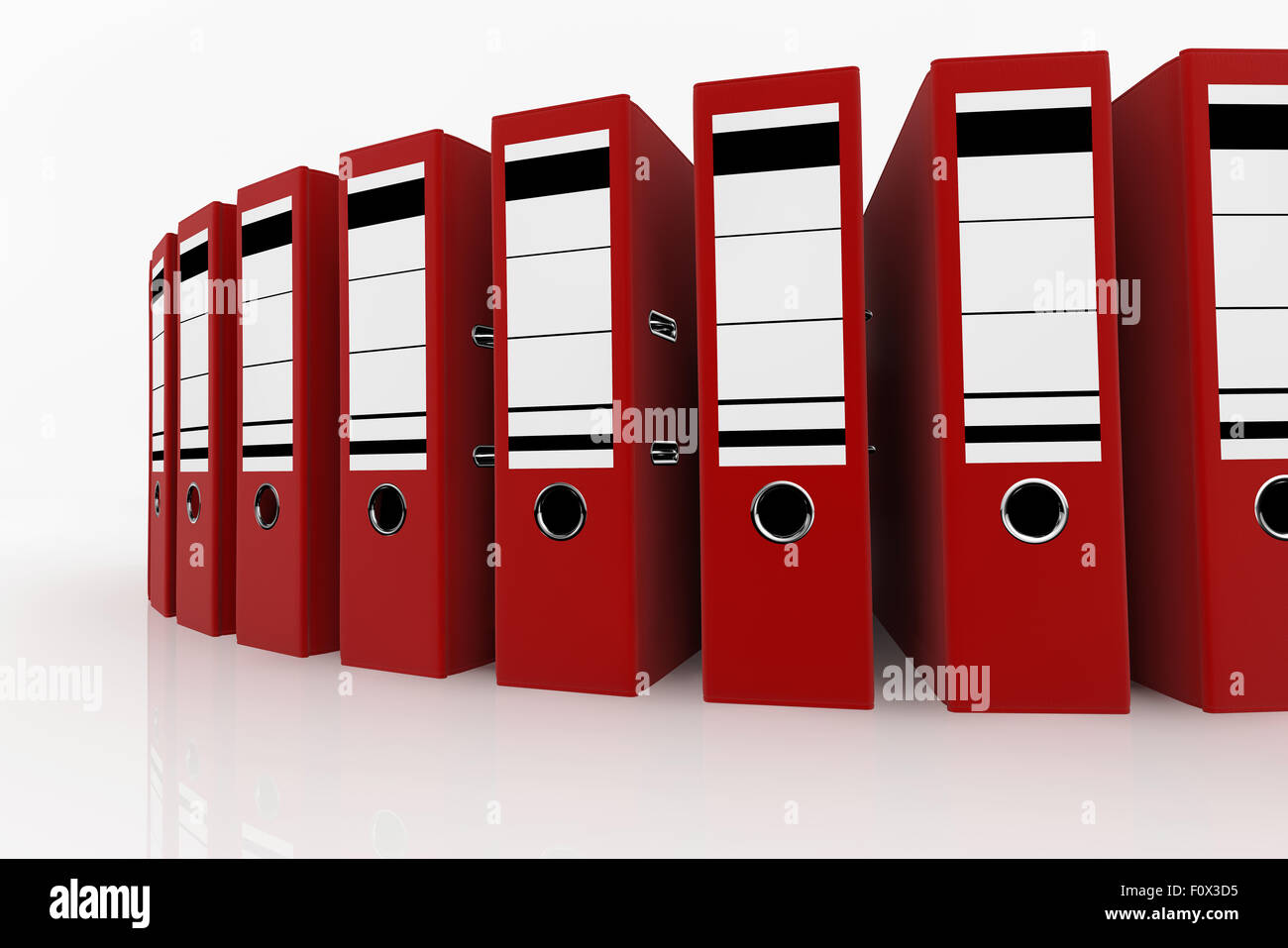 Red folders arrange on white background - database storage concept ...