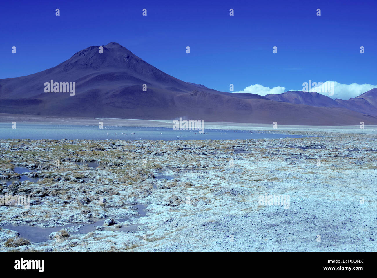 The Altiplano, a high altitude desert landscape with Laguna Verde in ...