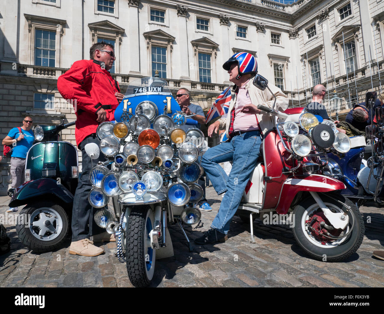 London, UK. 22nd August, 2015. Scooter posse visit to Somerset House at ...