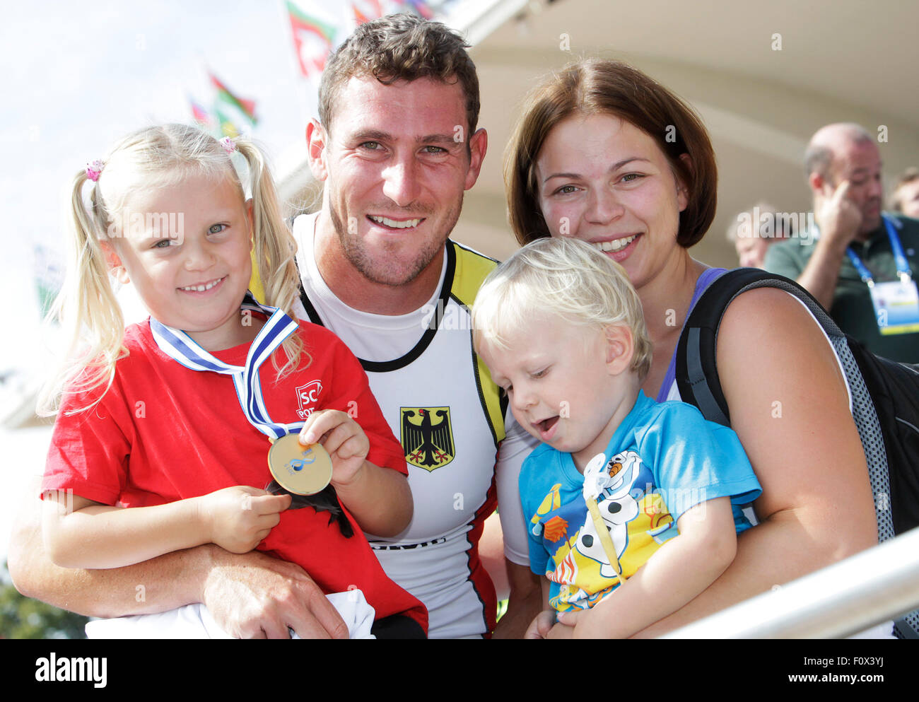Segrat, Italy. 22nd Aug, 2015. Sebastian Brendel (2-L) of Germany poses ...
