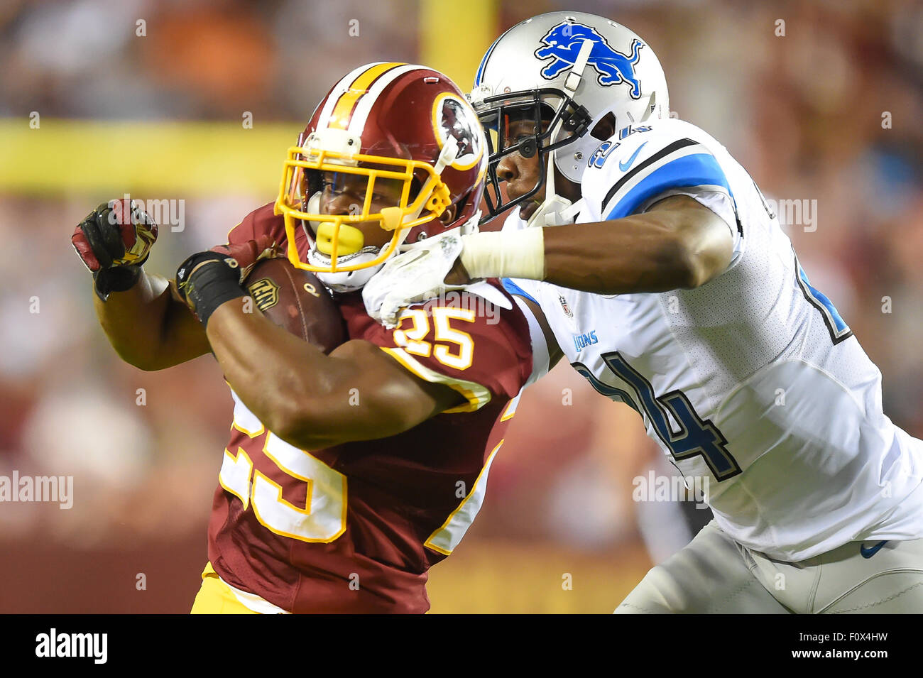 AUG 20, 2015 : Detroit Lions cornerback Nevin Lawson (24) tries to ...