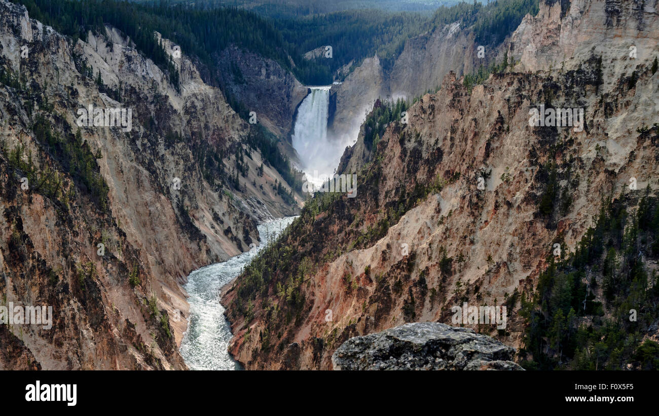 Panorama of Grand Canyon with Low Falls, Yellowstone National Park ...