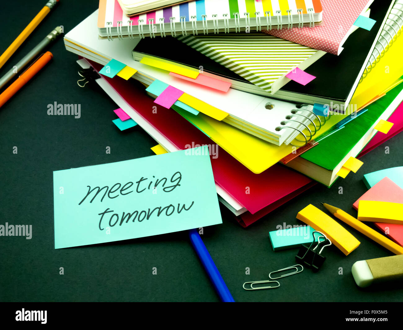 Somebody Left the Message on Your Working Desk; Meeting Tomorrow Stock ...