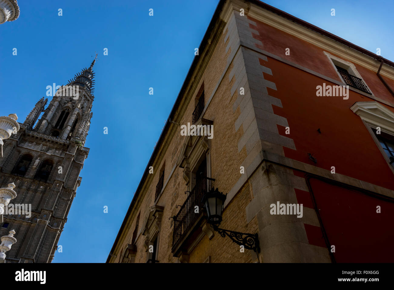 Corner, streets of the city Toledo, medieval architecture and Castilian ...