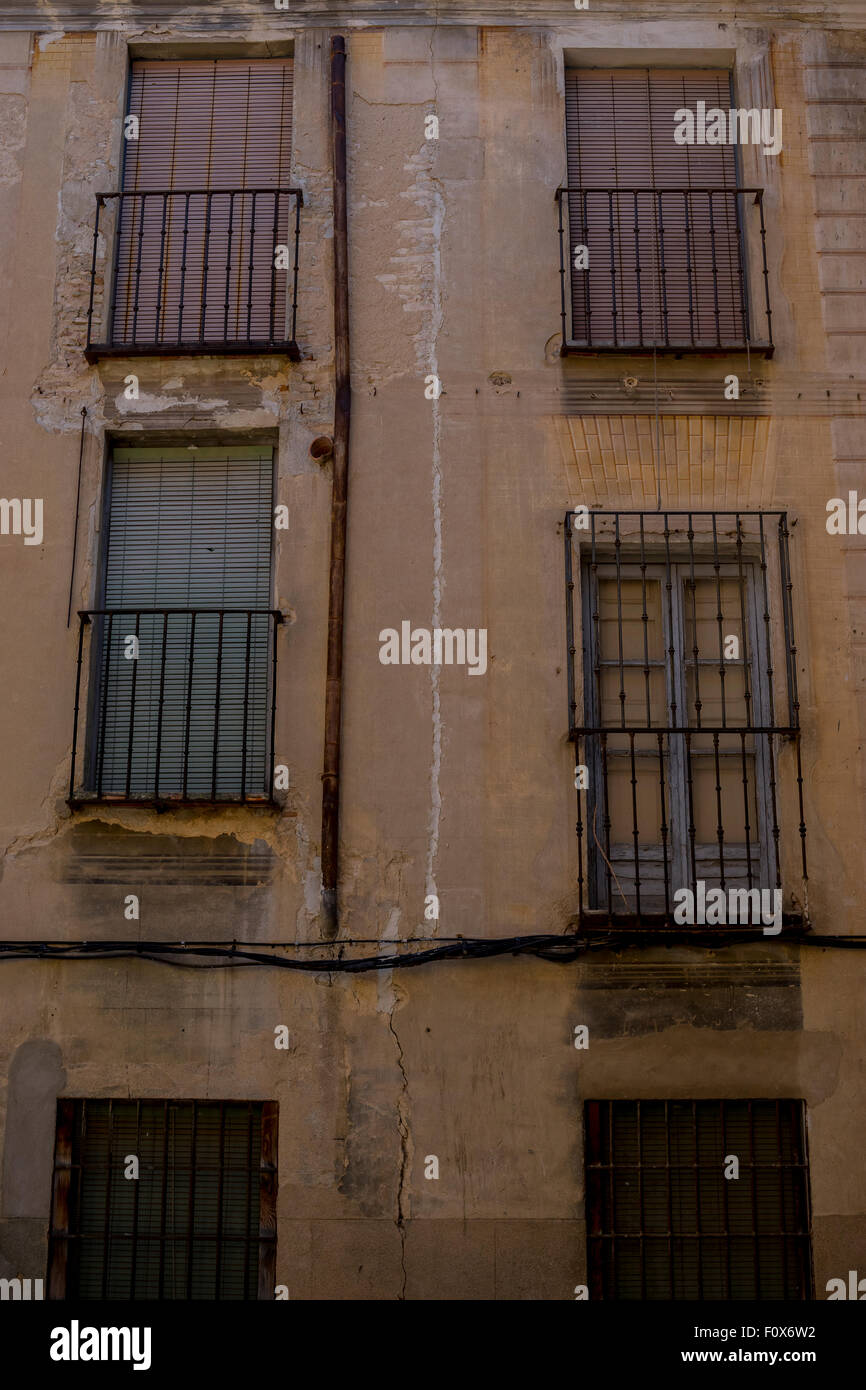 Balconies, streets of the city Toledo, medieval architecture and ...