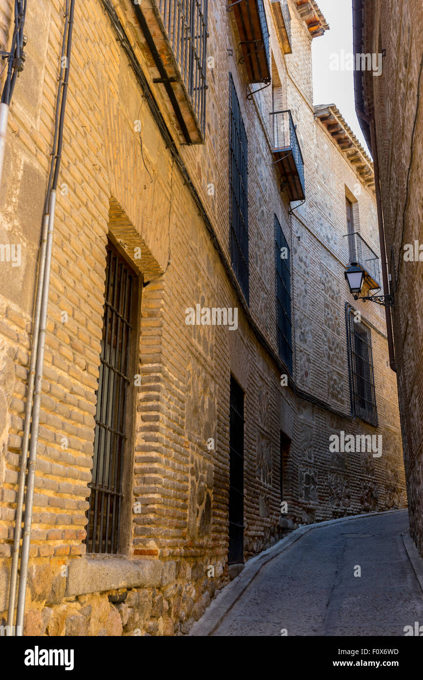 Balconies, streets of the city Toledo, medieval architecture and ...