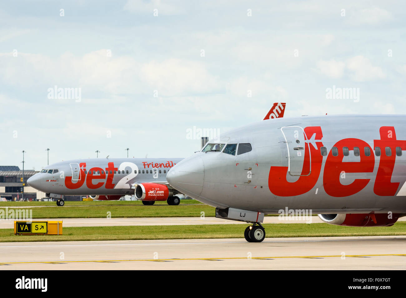 Two Jet2 Boeing 737-300 aeroplanes side by side at Manchester Airport ...