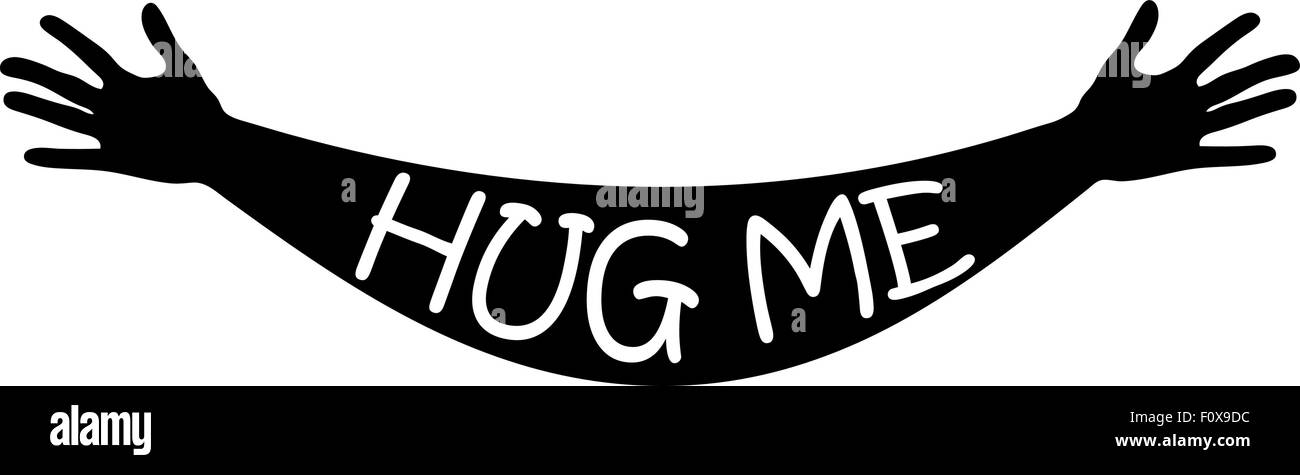 Hug me written in open arms and hands silhouette, vector Stock Vector ...