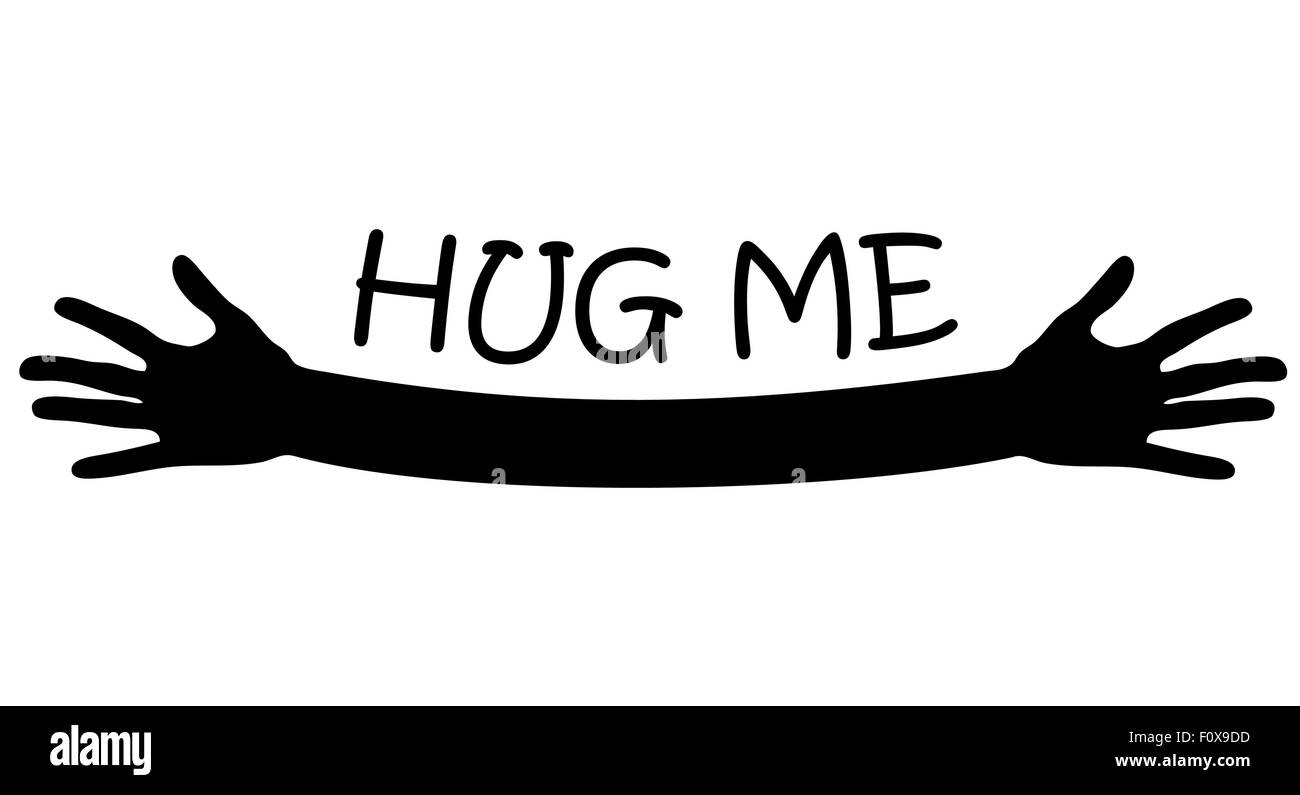 Hug me written above open arms and hands, vector Stock Vector Image ...