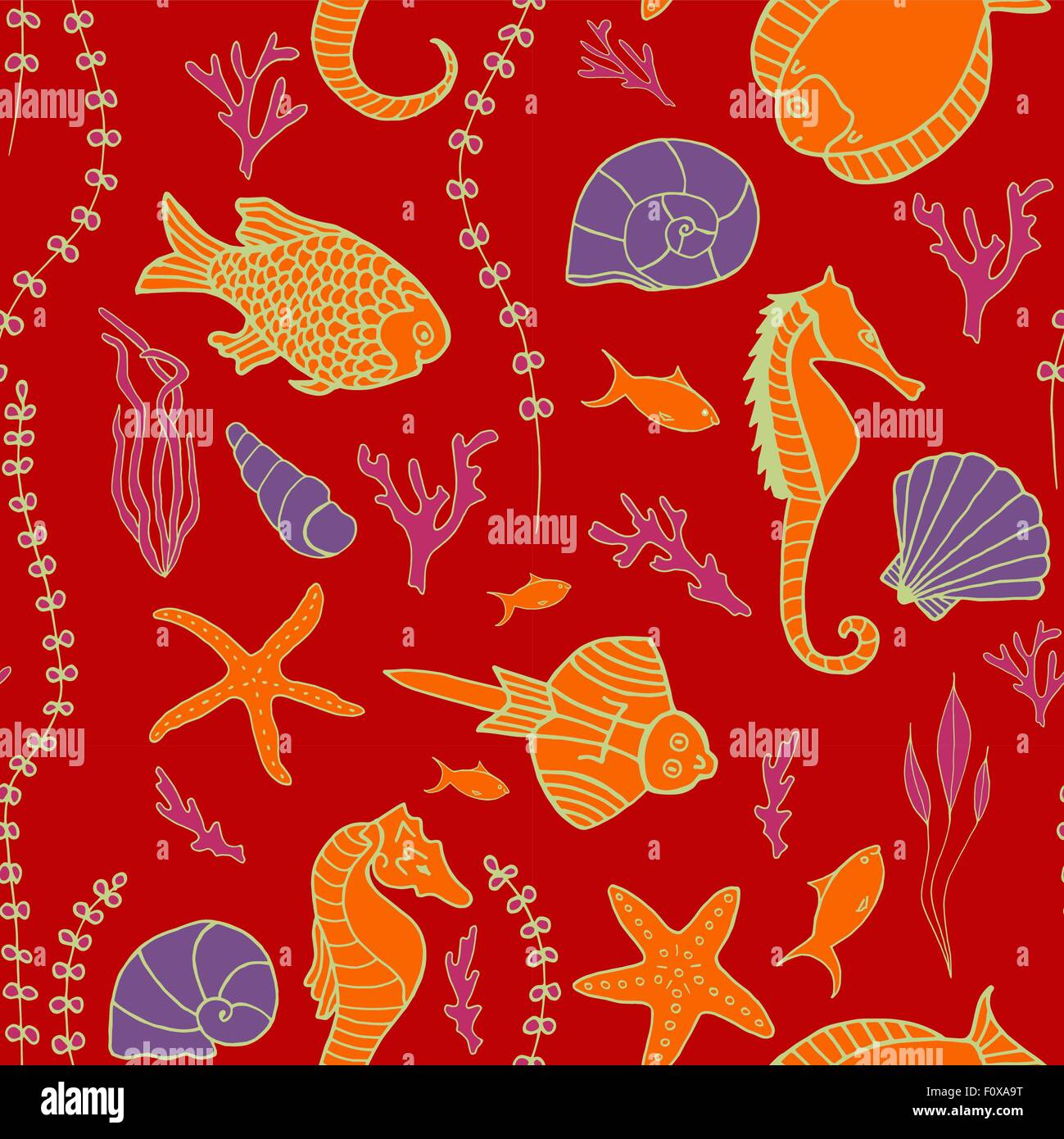 Seamless pattern with hand drawn fishes Stock Vector Image & Art - Alamy