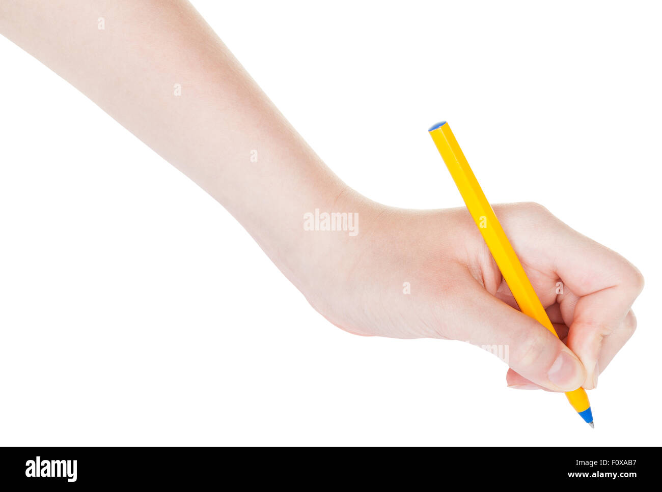 hand drafts by blue pen isolated on white background Stock Photo - Alamy