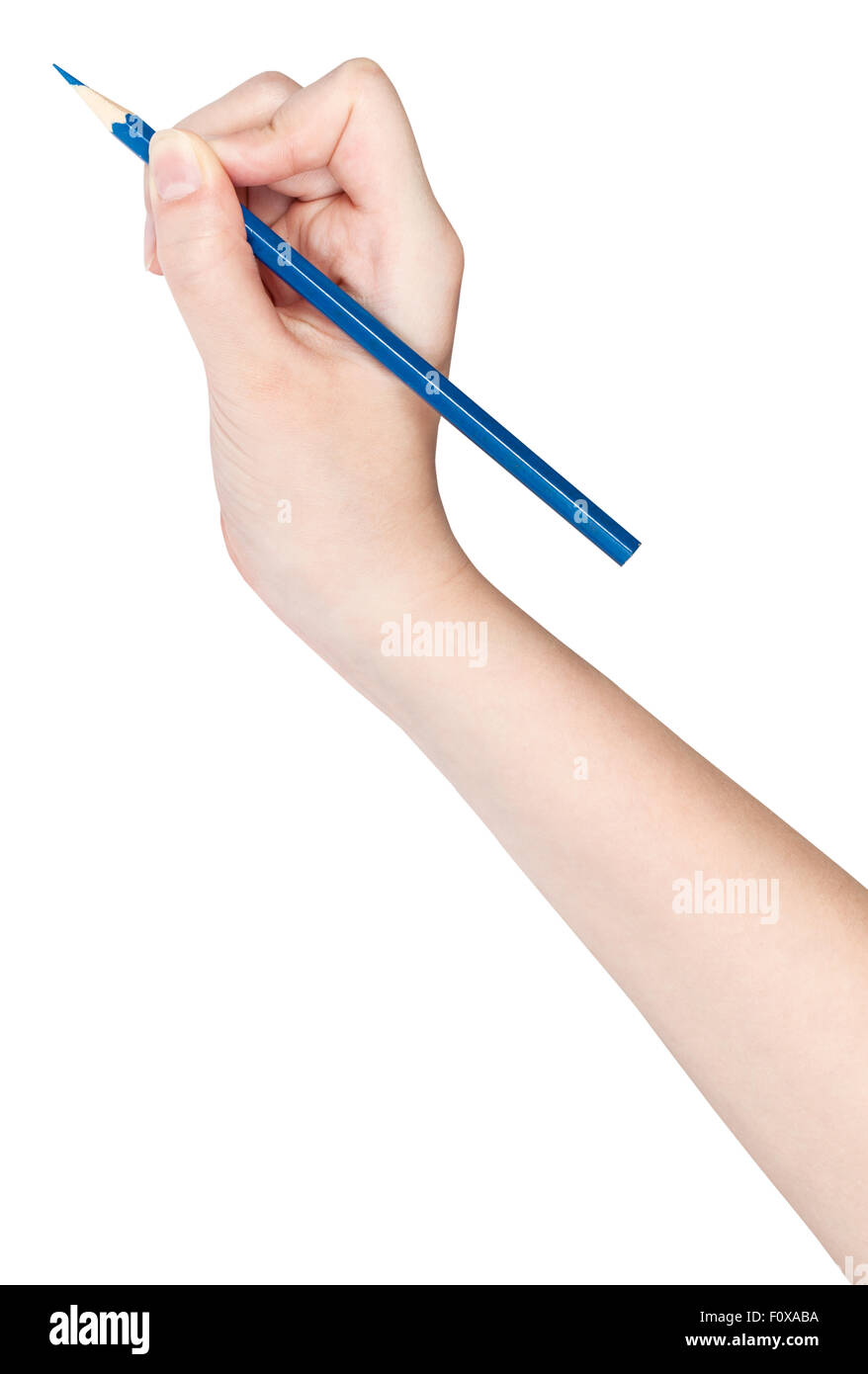 hand drafts by blue pencil isolated on white background Stock Photo - Alamy