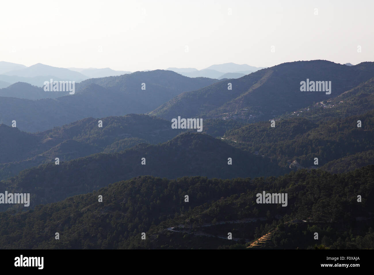 Cyprus: Troodos mountain views in the evening Stock Photo - Alamy