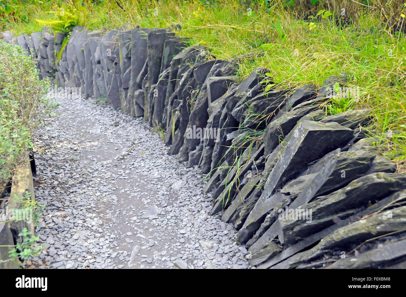 Stone Slate fence path at London Wetland Center, UK Stock Photo - Alamy