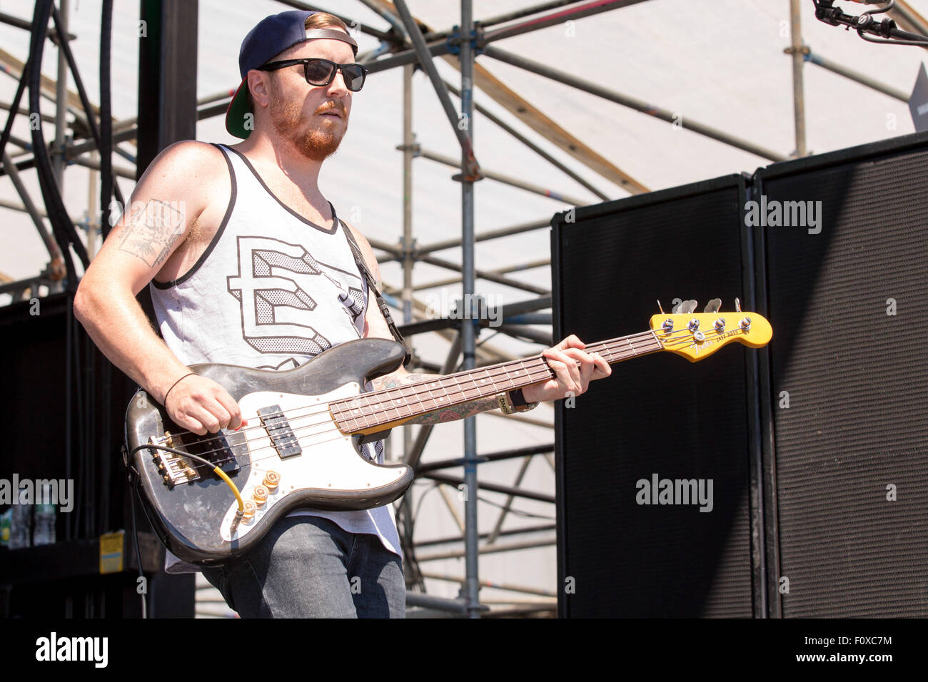 Wantagh, New York, USA. 22nd Aug, 2015. Bassist KYLE COOK of CRUISR ...