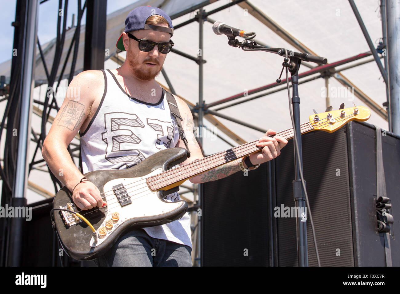 Wantagh, New York, USA. 22nd Aug, 2015. Bassist KYLE COOK of CRUISR ...