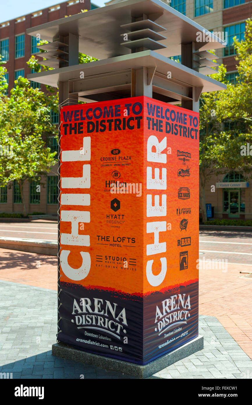 A welcome sign for the Arena District in Columbus, Ohio Stock Photo - Alamy