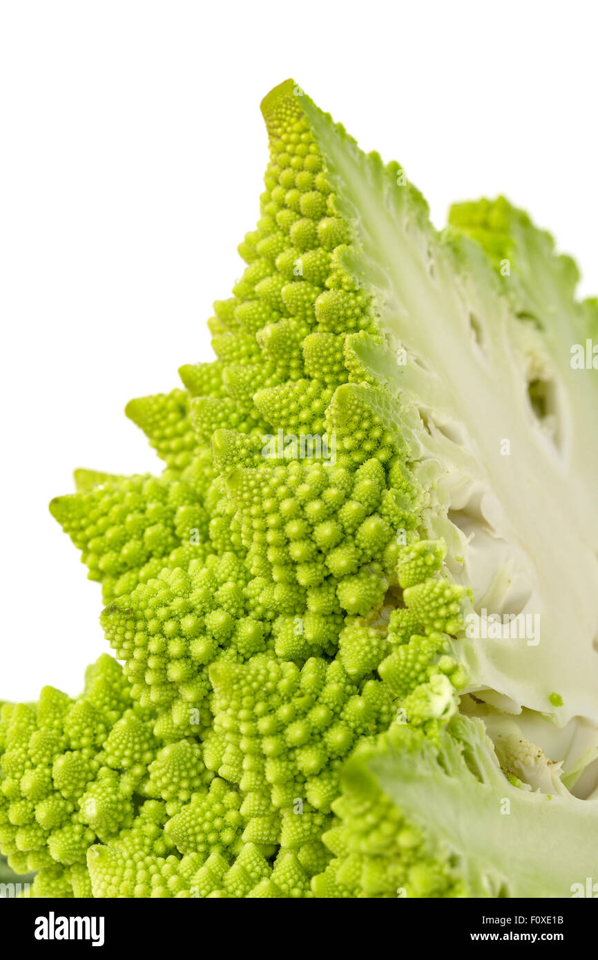 Part Green Fresh Romanesque Cauliflower, closeup Stock Photo - Alamy
