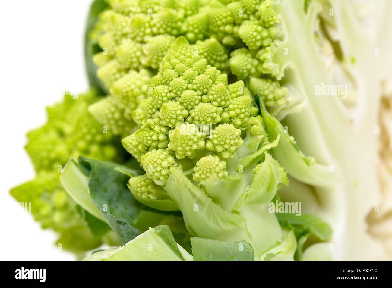 Part Green Fresh Romanesque Cauliflower, closeup Stock Photo - Alamy