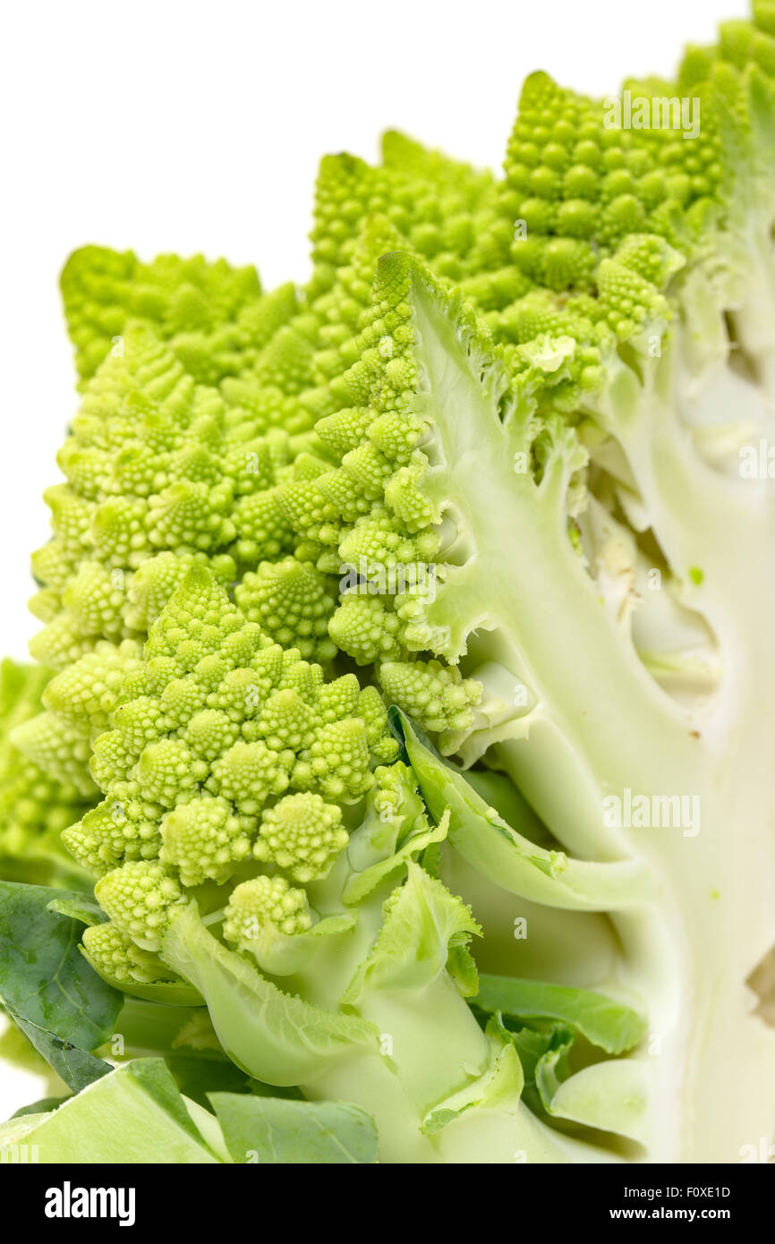 Part Green Fresh Romanesque Cauliflower, closeup Stock Photo - Alamy